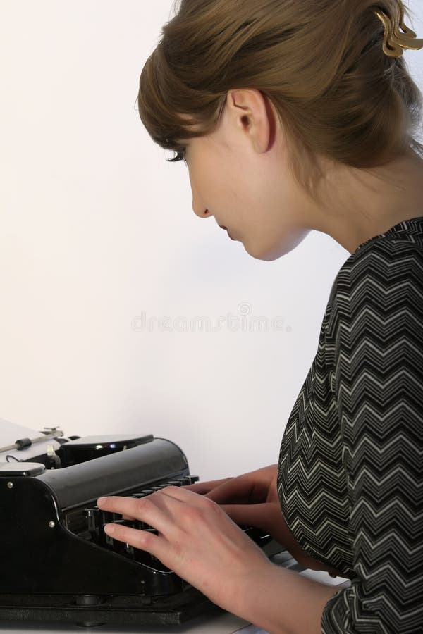 Woman with typewriter stock photo. Image of writing, women - 9807330