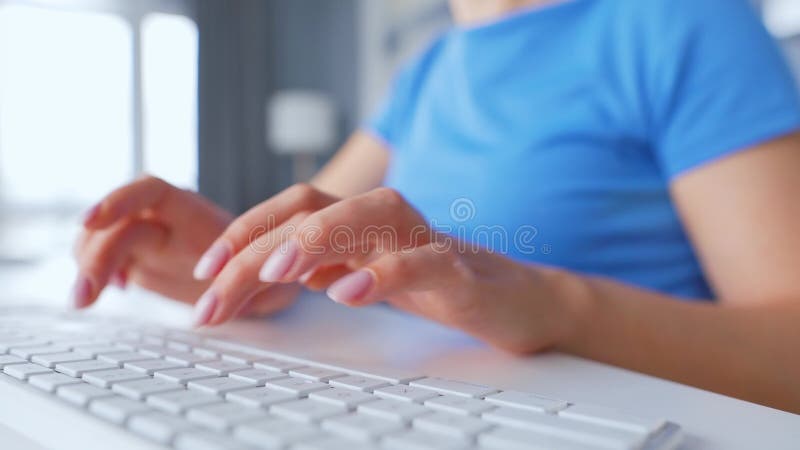 Woman Typing on a Computer Keyboard. Concept of Remote Work Stock ...