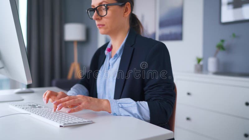 Woman Typing on a Computer Keyboard. Concept of Remote Work. Stock ...