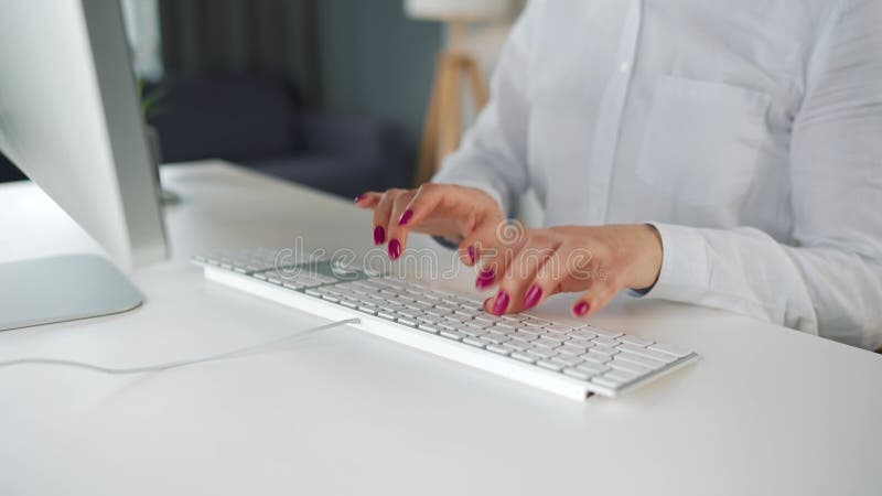 Woman Typing on a Computer Keyboard. Concept of Remote Work Stock ...
