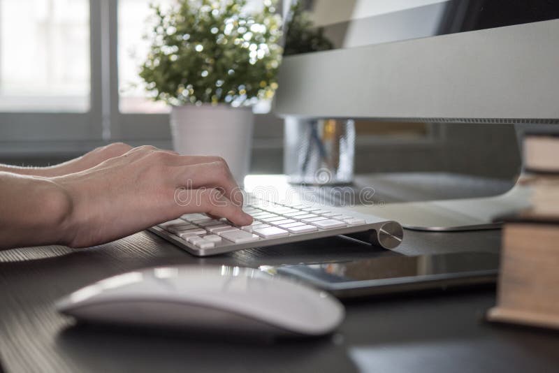 Woman Typing on Computer in the Office Stock Image - Image of desktop ...