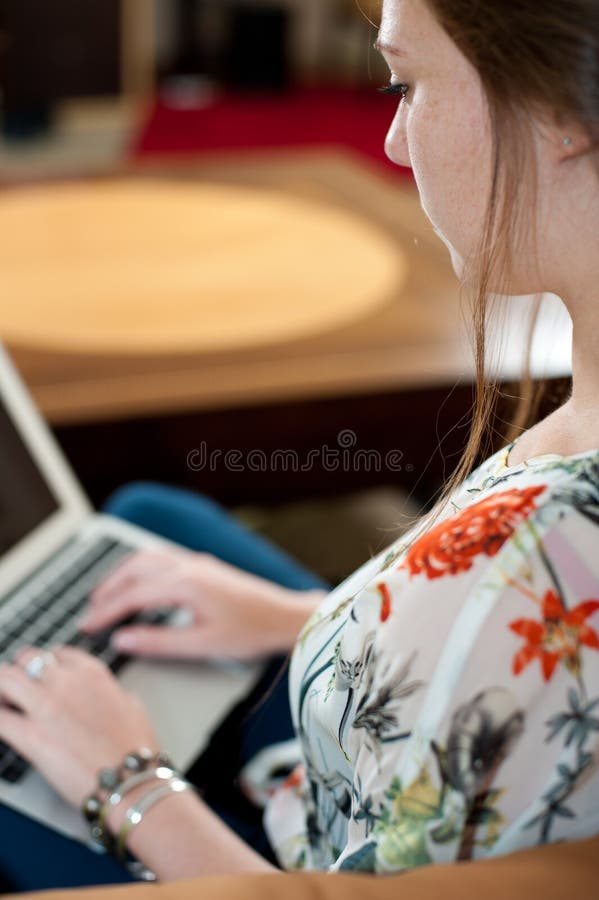 Woman Typing on Her Laptop. Stock Image - Image of beauty, computer ...