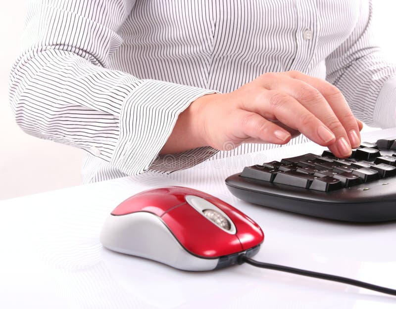 Woman typing in keyboard stock image. Image of device - 6667157