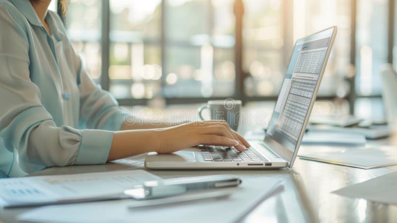 The Woman Typing on Laptop.AI Generated Image Stock Photo - Image of ...