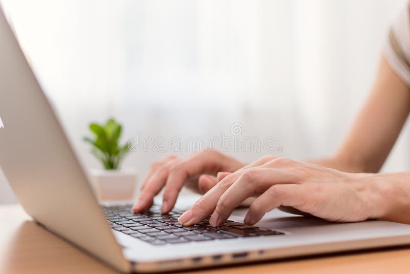 Woman Typing on Laptop Computer Stock Photo - Image of modern, closeup ...