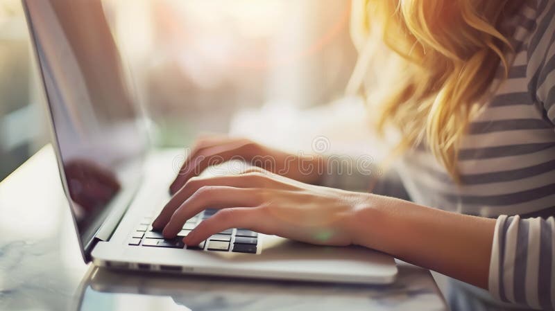Woman Typing on Laptop Computer Stock Illustration - Illustration of ...