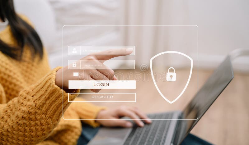 Woman Typing Login And Password In The Concept Of Cyber Security Information Security Data