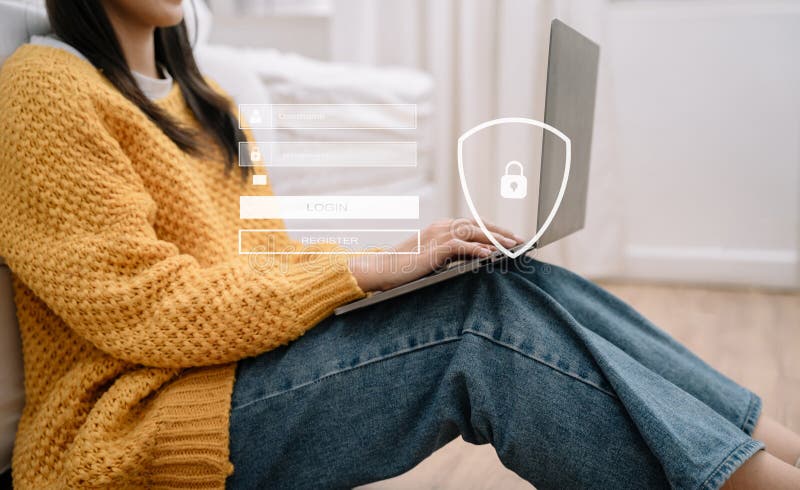 Woman Typing Login And Password In The Concept Of Cyber Security Information Security Data