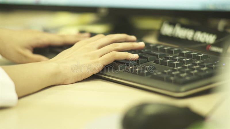 Woman Typing on PC Keyboard and Using Mouse - Focus Pull Stock Footage ...