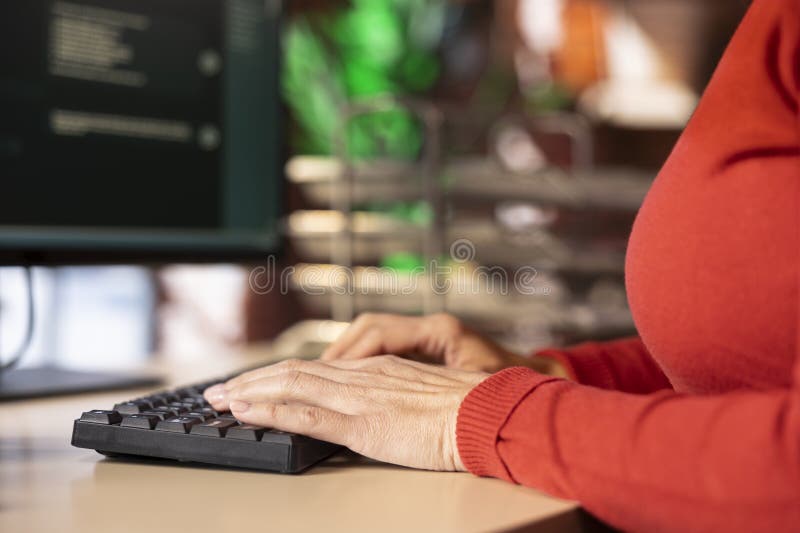Woman Typing Prompts into an AI Powered Chat System on Her Computer ...