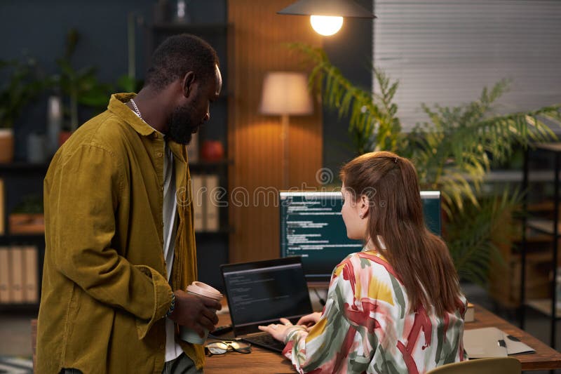 Woman Typing Script on Computer in Office Stock Photo - Image of ...