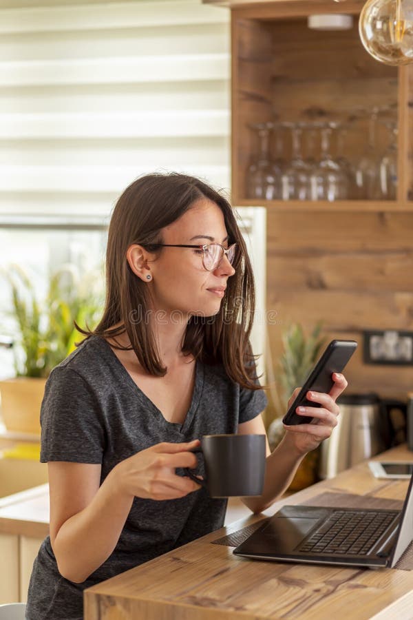 Woman Typing a Text Message Using Smart Phone Stock Image - Image of ...