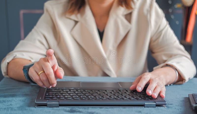 Woman Typing Work or Chatting on Laptop Suitable for Making ...