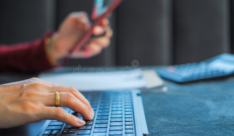 Woman Typing Work or Chatting on Laptop Suitable for Making ...