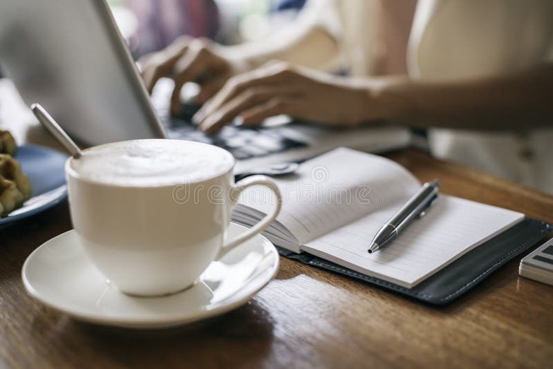 Woman Typing Work in a Coffee Shop Stock Photo - Image of woman, work ...