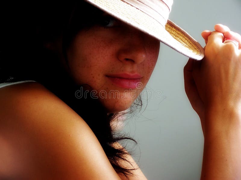 Woman under the hat stock photo. Image of fashion, attractive - 201124