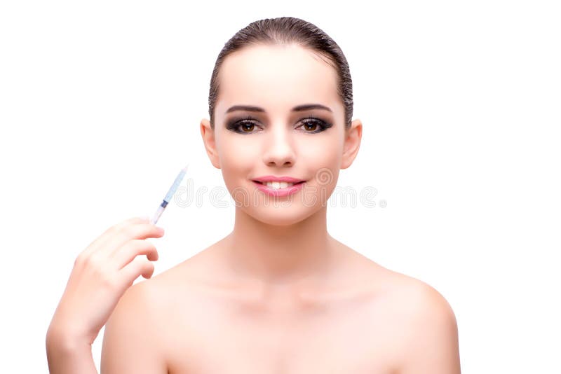The Woman Undergoing Plastic Surgery Isolated on White Stock Image ...