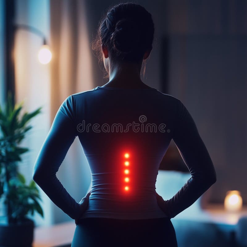 Woman Undergoing Red Light Therapy for Back Pain Relief Stock ...