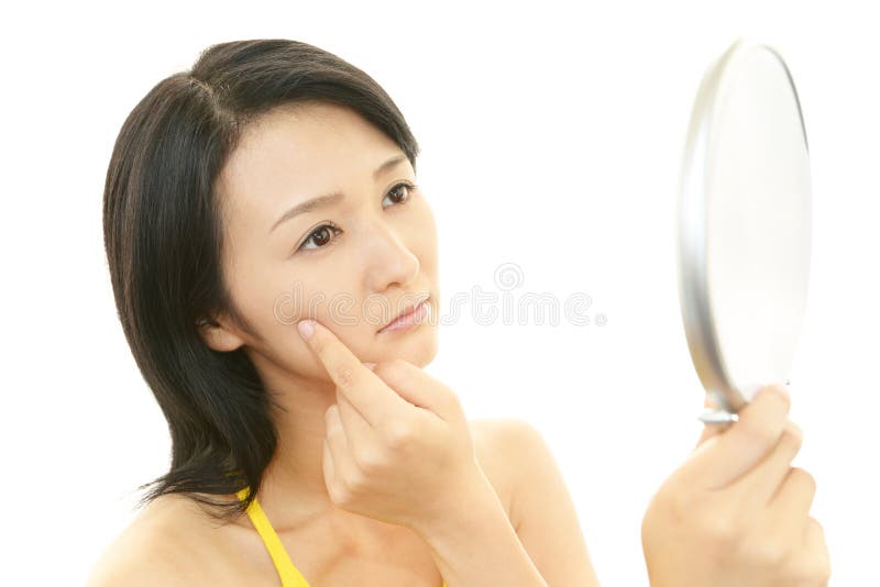 Woman uneasy look. stock image. Image of mirror, frustration - 37551399
