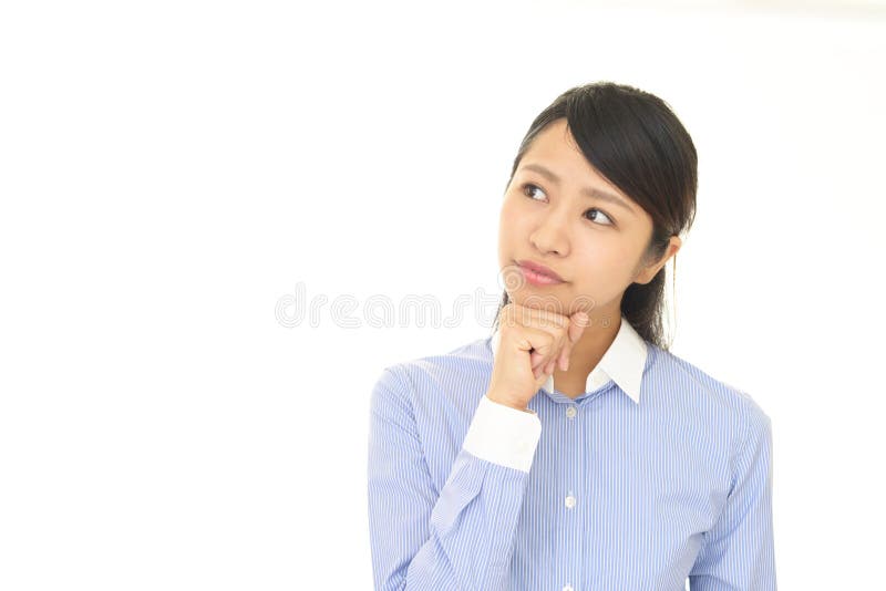 Woman with an uneasy look stock image. Image of anxiety - 113107421