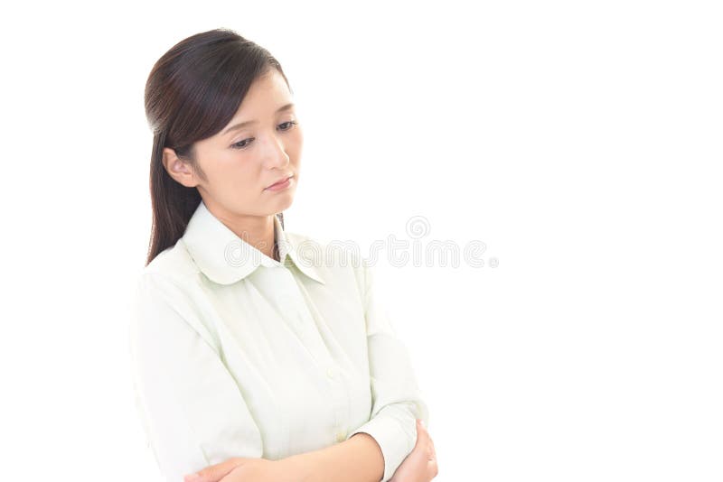 Woman with an uneasy look stock photo. Image of depression - 58570484