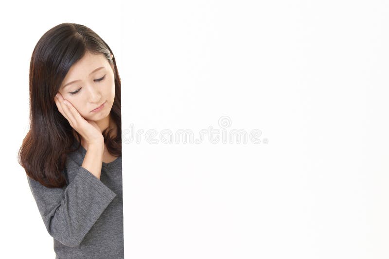 Woman with an uneasy look stock photo. Image of depressed - 91186696