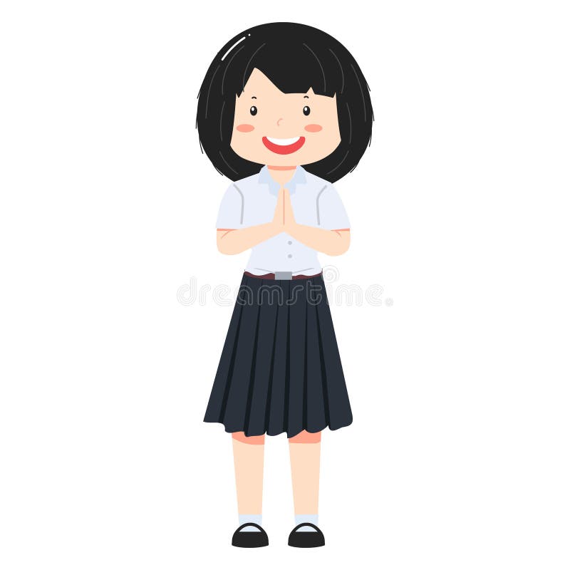 Woman University Student with Uniform Stock Vector - Illustration of ...
