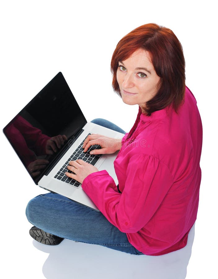 Woman use laptop stock image. Image of hair, young, laptop - 22622605