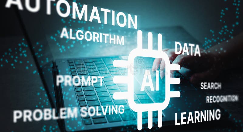 Woman Use the Power of Artificial Intelligence on Laptop. Stock Photo ...