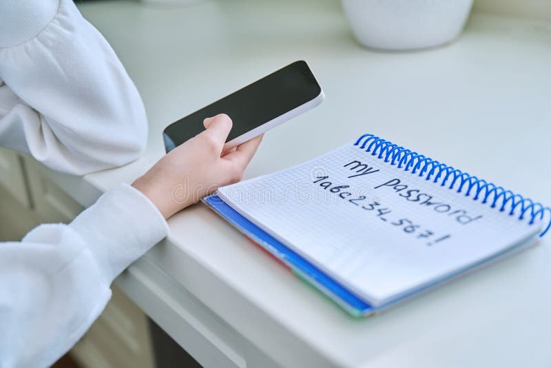 Woman User Typing Password on Smartphone, on Web Verification Page ...