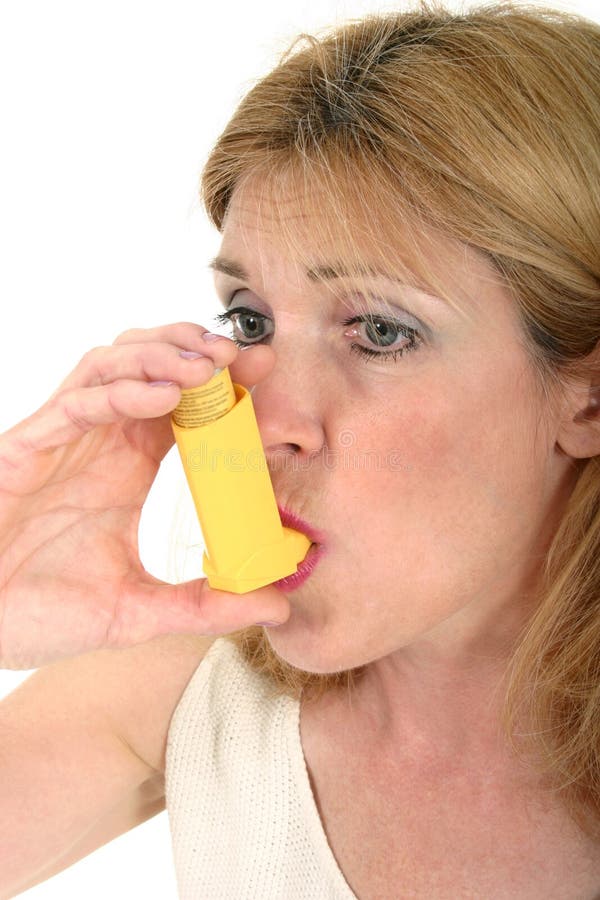 Woman Using Asthma Inhaler 3 Stock Image - Image of lungs, thumb: 1120871