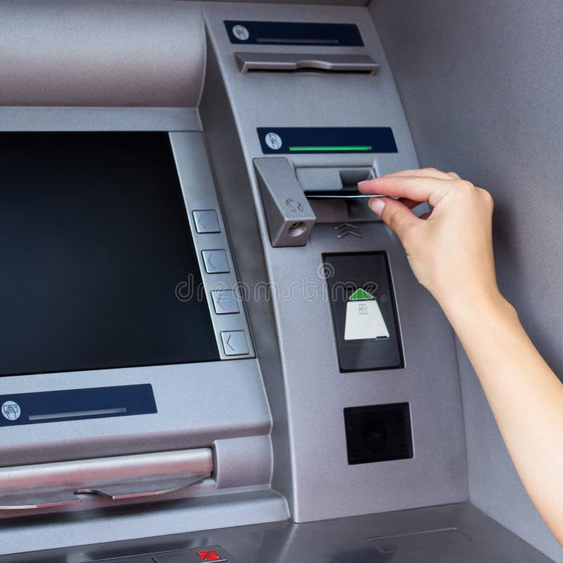 Woman using ATM stock photo. Image of lifestyles, woman - 36824576
