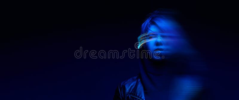Woman is Using Augmented Reality Headset. Concept of Virtual, Augmented ... Woman is Using Augmented Reality Headset. Concept of Virtual, Augmented ...