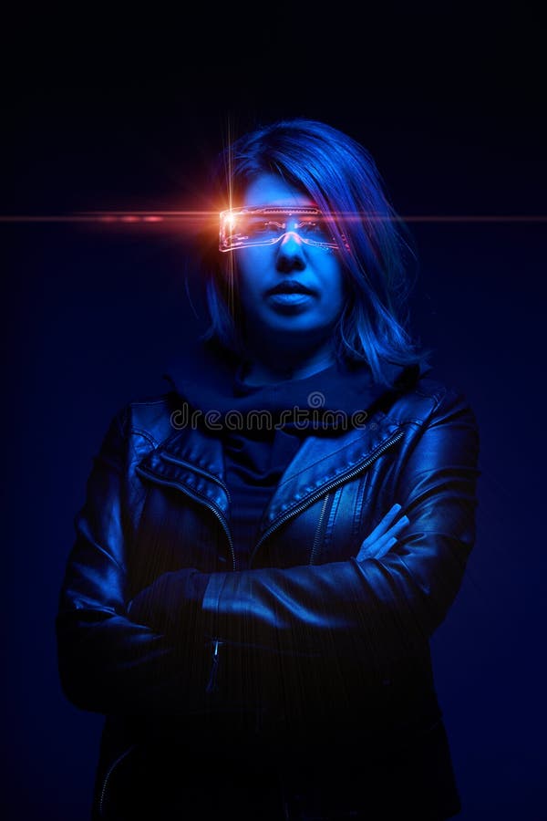 Woman is Using Augmented Reality Headset. Concept of Virtual, Augmented ... Woman is Using Augmented Reality Headset. Concept of Virtual, Augmented ...