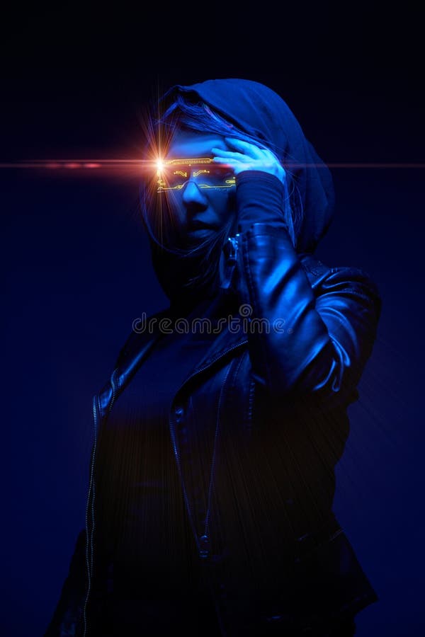 Woman is Using Augmented Reality Headset. Concept of Virtual, Augmented ... Woman is Using Augmented Reality Headset. Concept of Virtual, Augmented ...