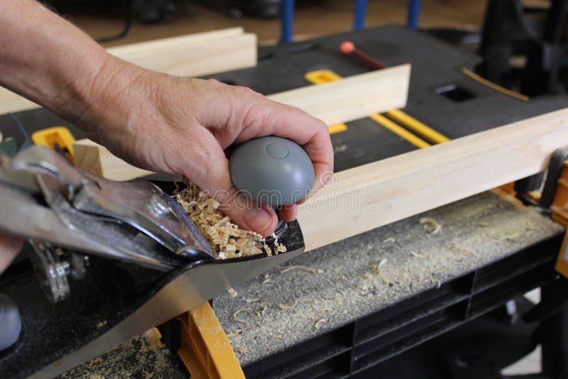 Woman using bench plane stock image. Image of adult, equipment - 74035929