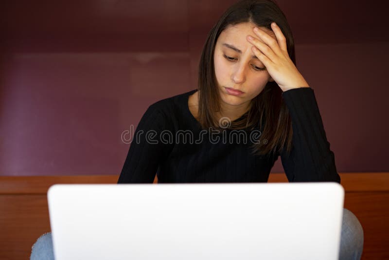 Woman Using Computer with Headache Stock Photo - Image of ache ...