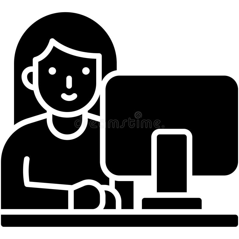 Woman Using Computer Icon, an Avatar that is Related To Education Stock ...