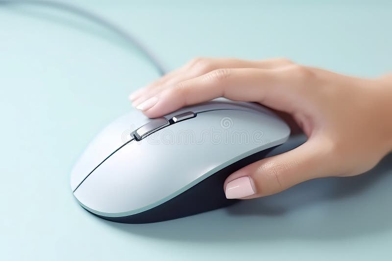 Woman Using Computer Mouse at Web Internet. Generate Ai Stock Photo ...