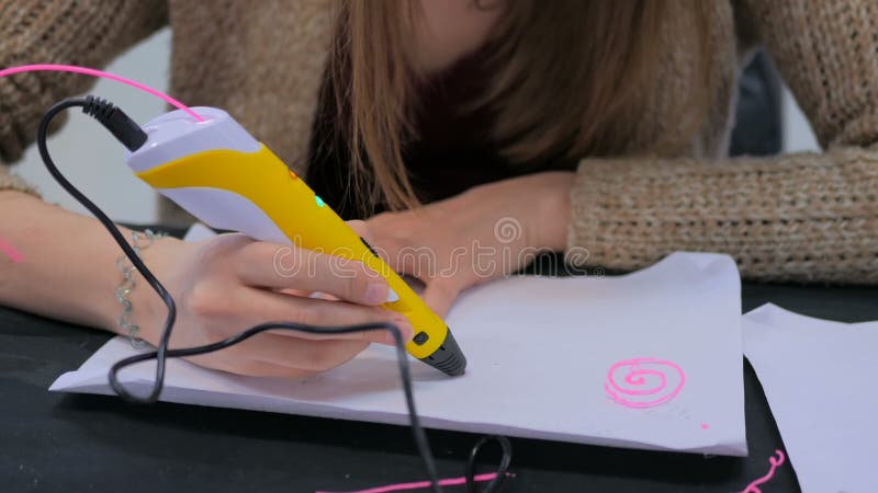 Woman Using 3D Printing Pen Stock Image - Image of filament, education ...