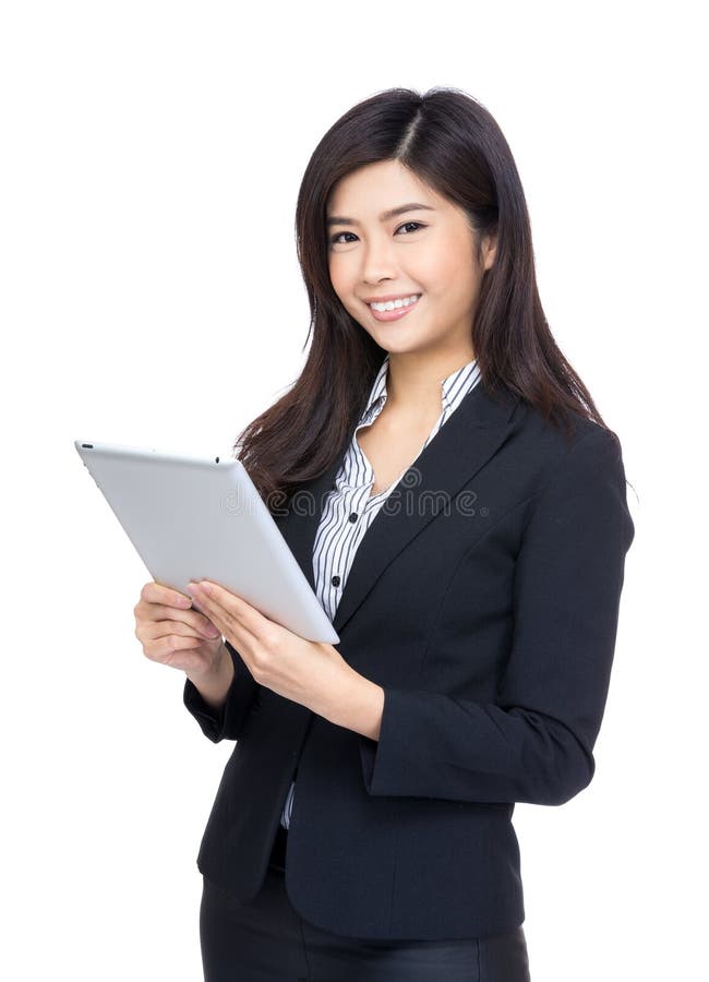 Business Woman Watching Touch Pad Stock Image - Image of closeup ...