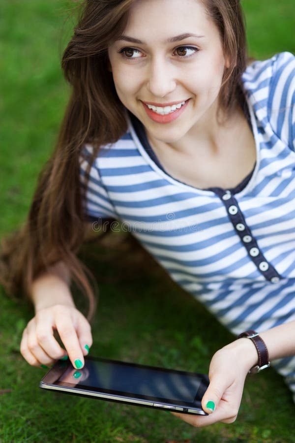 Female Teenager Using Digital Tablet Stock Image - Image of adult, girl ...