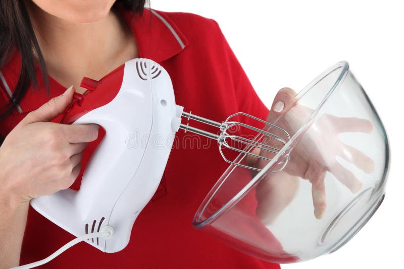 Woman Using an Electric Beater Stock Photo - Image of flour, beater ...