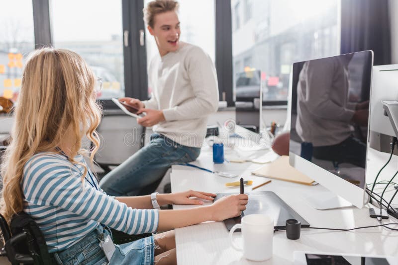 Woman Using Graphics Tablet Stock Image - Image of computers, graphics ...