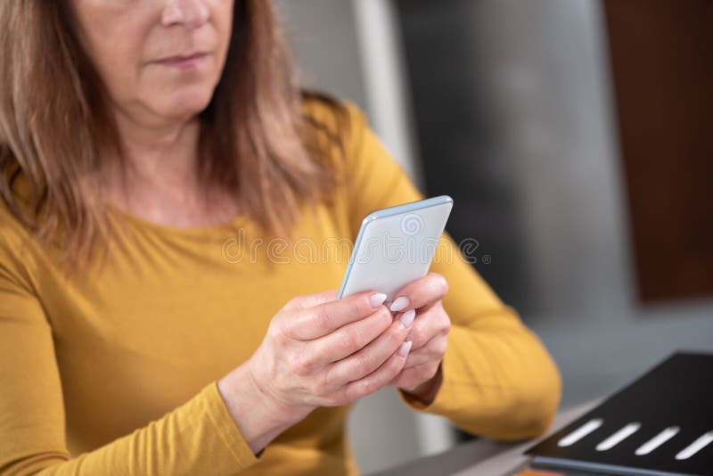 Woman Using Her Mobile Phone Stock Photo - Image of smart, messaging ...