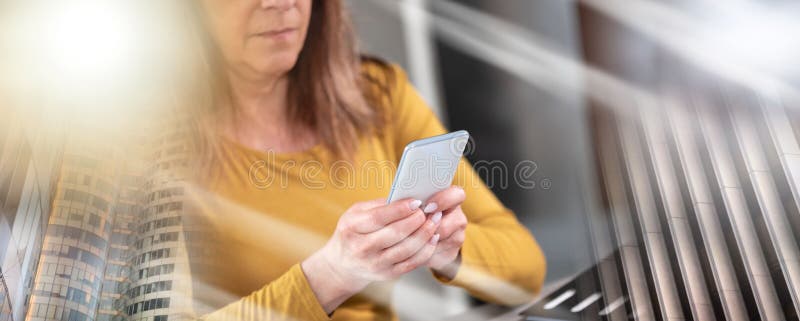Woman Using Her Mobile Phone; Multiple Exposure Stock Image - Image of ...