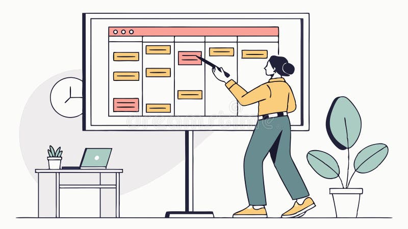 Woman Using Kanban Board for Project Management and Tasks, Vector Design Generative AI Stock ...