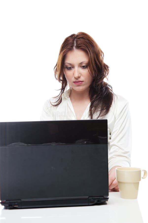 Woman using a laptop stock image. Image of look, modern - 18392725