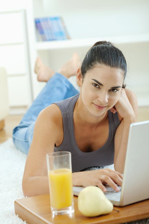 Woman using laptop stock image. Image of laptop, computer - 9493363