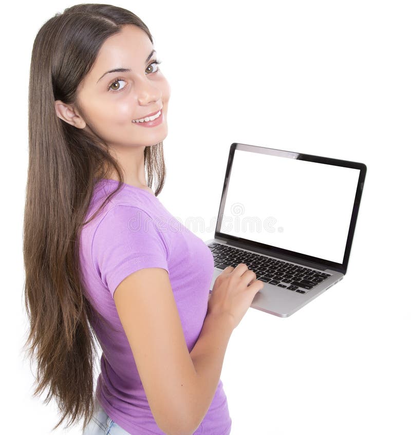 Woman Using Laptop Computer Stock Image - Image of modern, gadget: 33172221